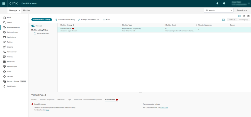 "Preparation of the master VM image failed" (in Citrix MCS) - Dennis Span